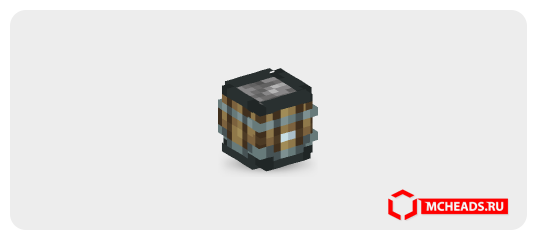 Barrel with Cobblestone — Minecraft head