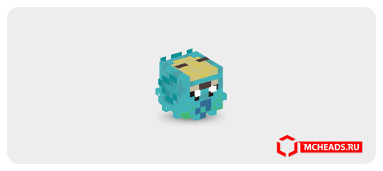 Parrot (dead, cyan) — Minecraft head