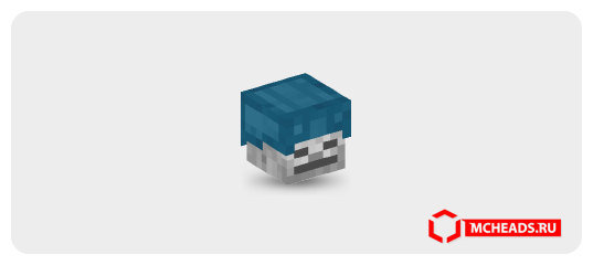 Skeleton with Leather Helmet (cyan) — Minecraft head
